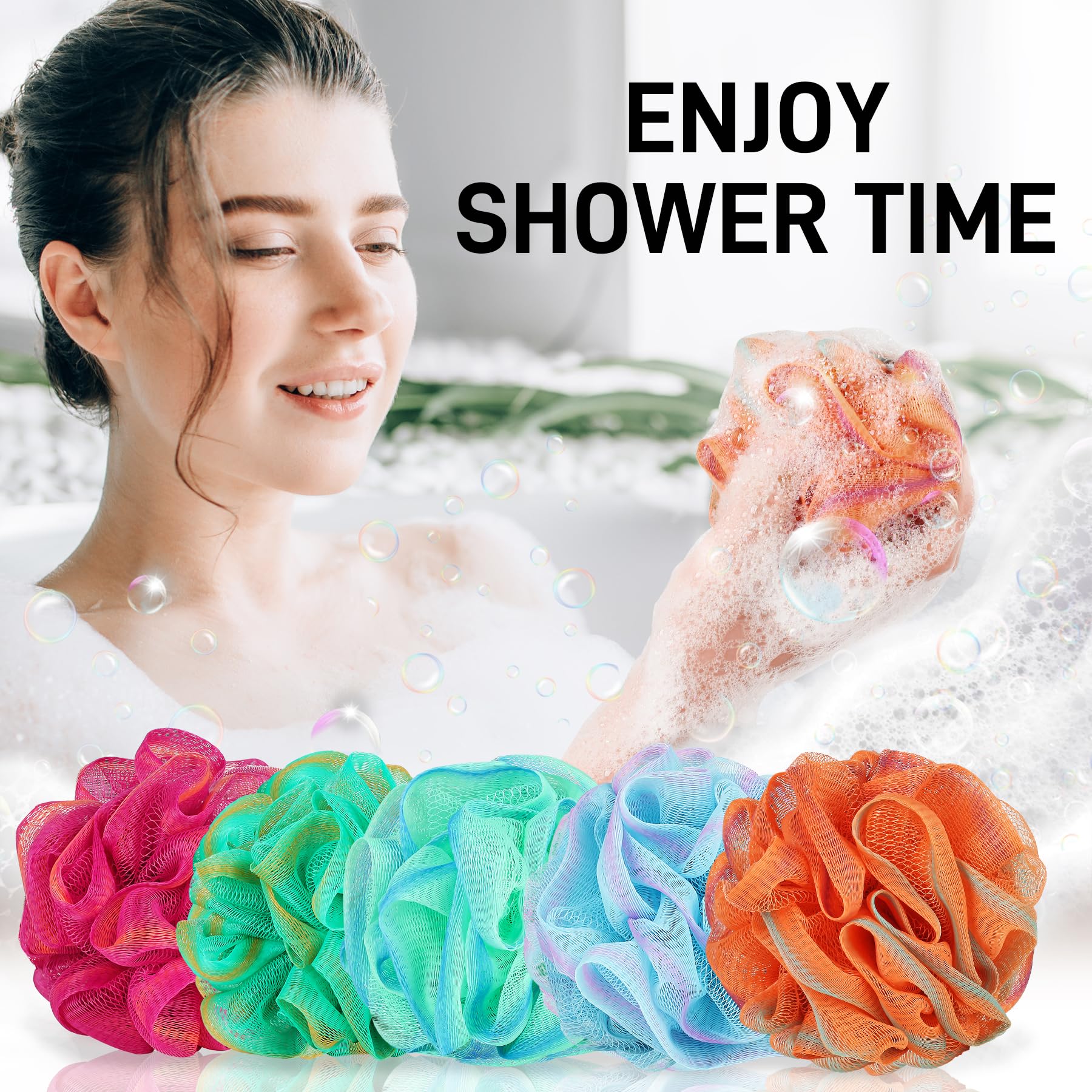 Shower Loofah Bath Sponge 75g - 4 Pack Large Soft Nylon Mesh Puff for Men, Loofah Shower Exfoliating Scrubber Pouf, Full Cleanse, Beauty Bathing Accessories-1