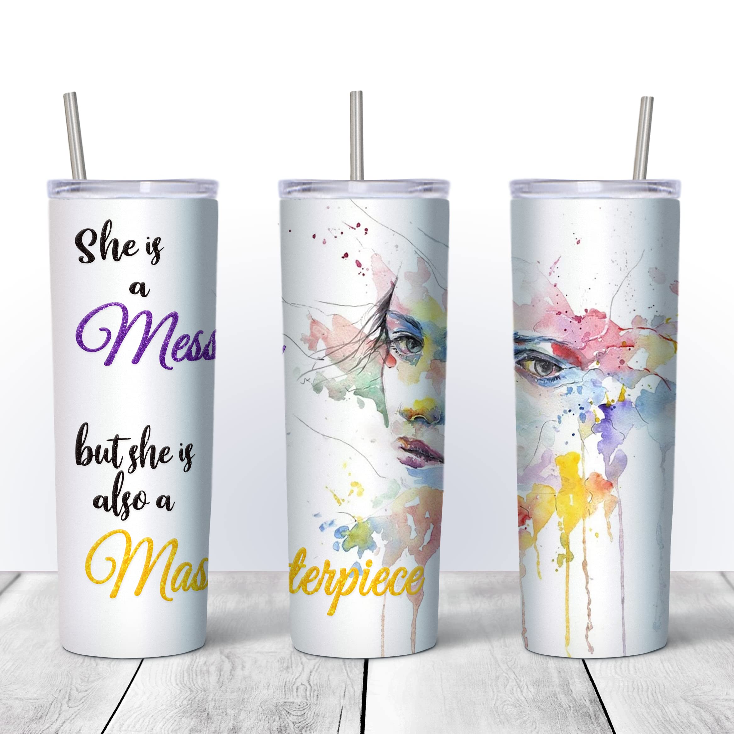 ProSub 20oz Straight Skinny Tumbler AAA Sublimation Blanks White - 12 Pack with Lids, Straws, Base Pads, White Boxes