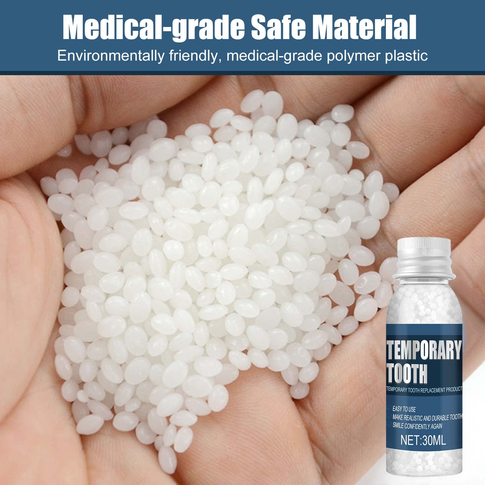 Tooth-Repair-Kit Fixing-The-Missing-and-Broken-Tooth-Replacements Temporary-Teeth-Filling-Repair-Kit-with-Mouth-Mirror Tartar-Scraper Dental-Probe Gum-Cleaner Regain-Confidence-Smile