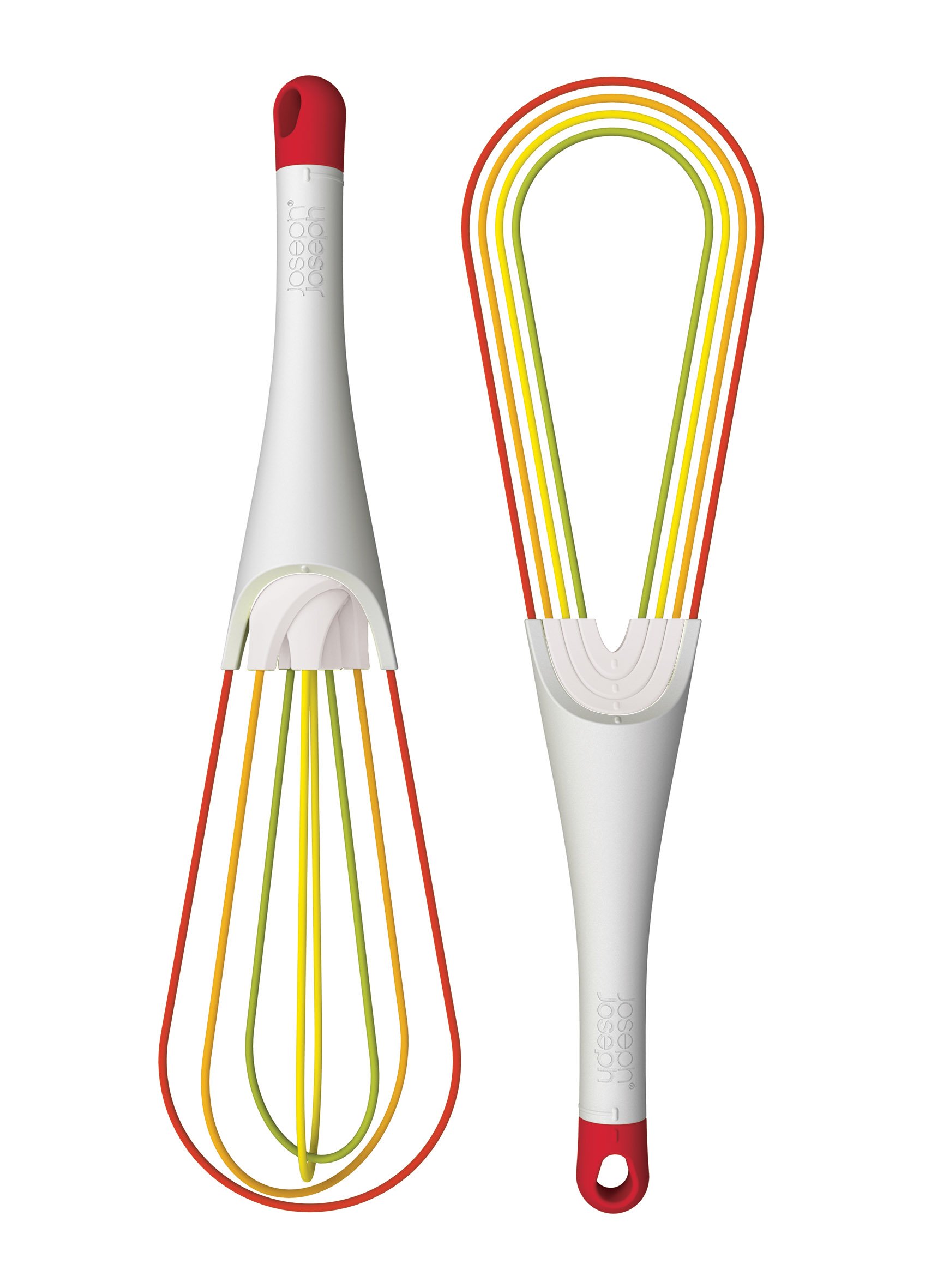 Joseph Joseph Twist Whisk 2-In-1 Balloon and Flat Whisk Silicone Coated Steel Wire, 11.5", Multicolor