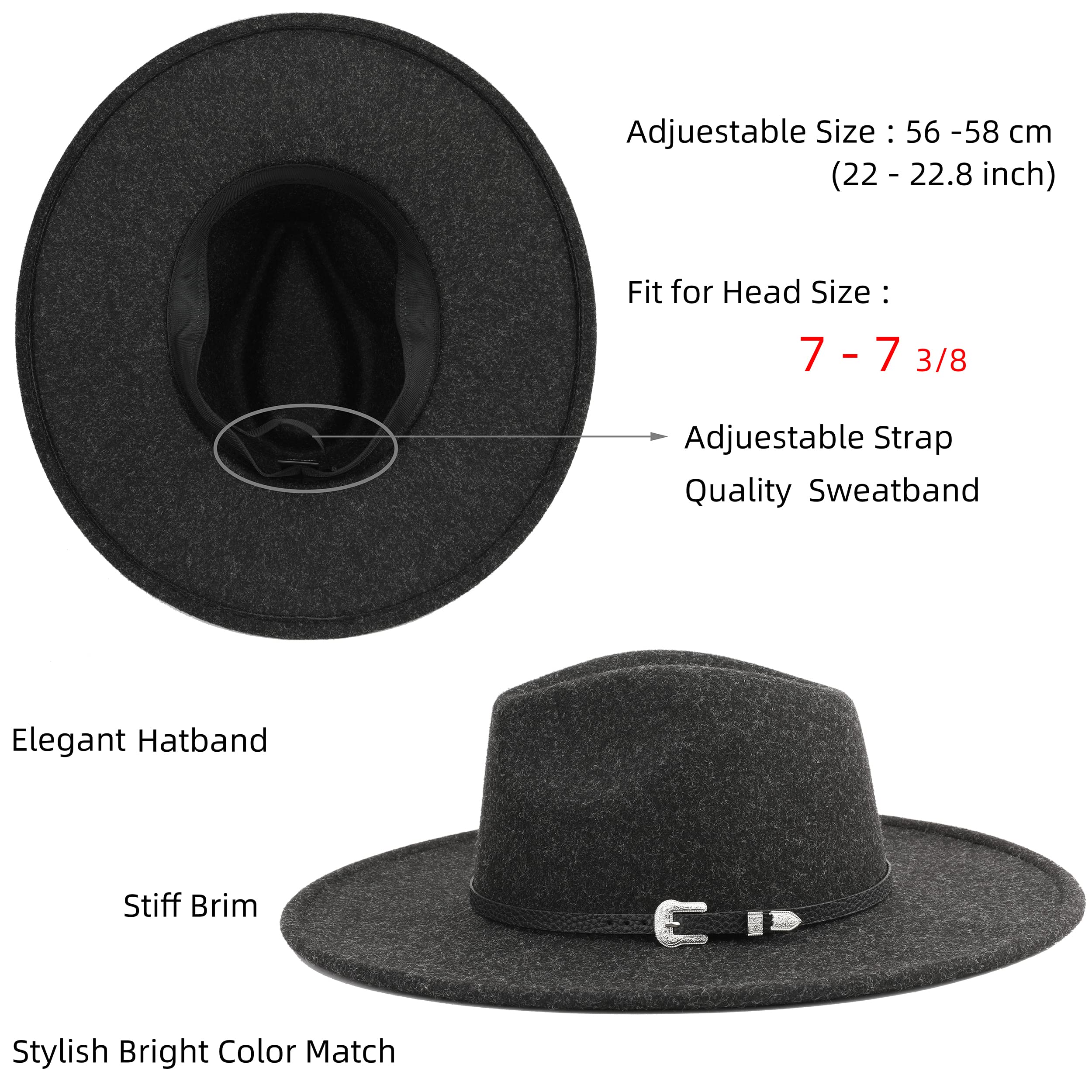 Pro Celia Big Wide Brim Women Fedora Hat Western Felt Large Panama Hat (Rice)