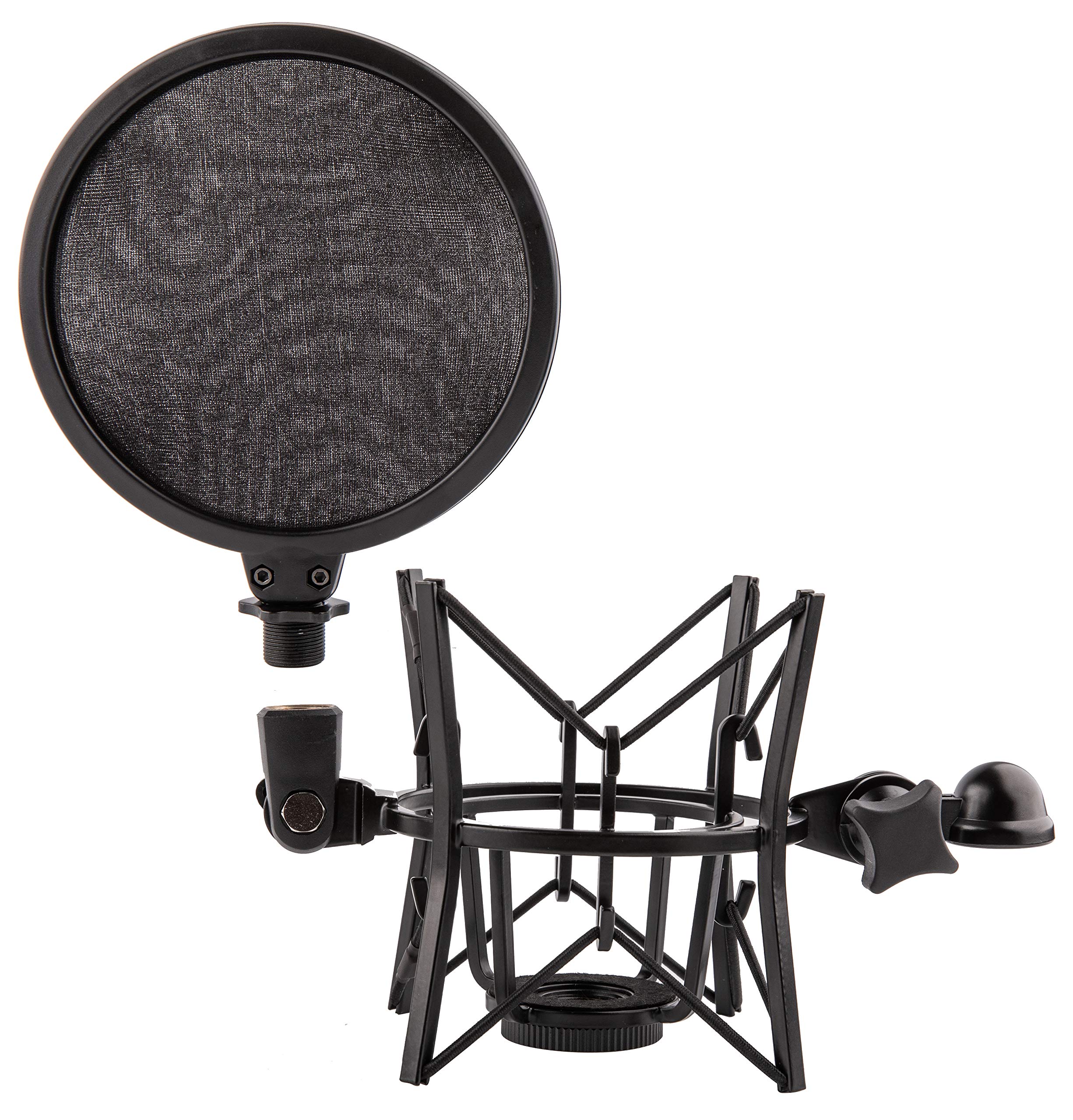 LYRCRO Microphone Shock Mount with Integrated Pop Shield for Rode Mics like K2, NT1-A,NT1000, NT2-A, NT2000, NTK, Podcaster and Procaster (20mm Internal Thread).