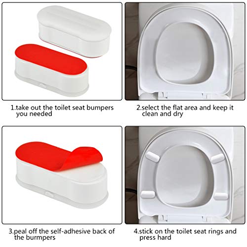 Toilet Seat Bumper Replacement Kit for Bidet with Strong Adhesive, 16 Pcs Topbuti Universal White Toilet Seat Bumpers Pads for Use with Bidets Stick On for Home and Hotel