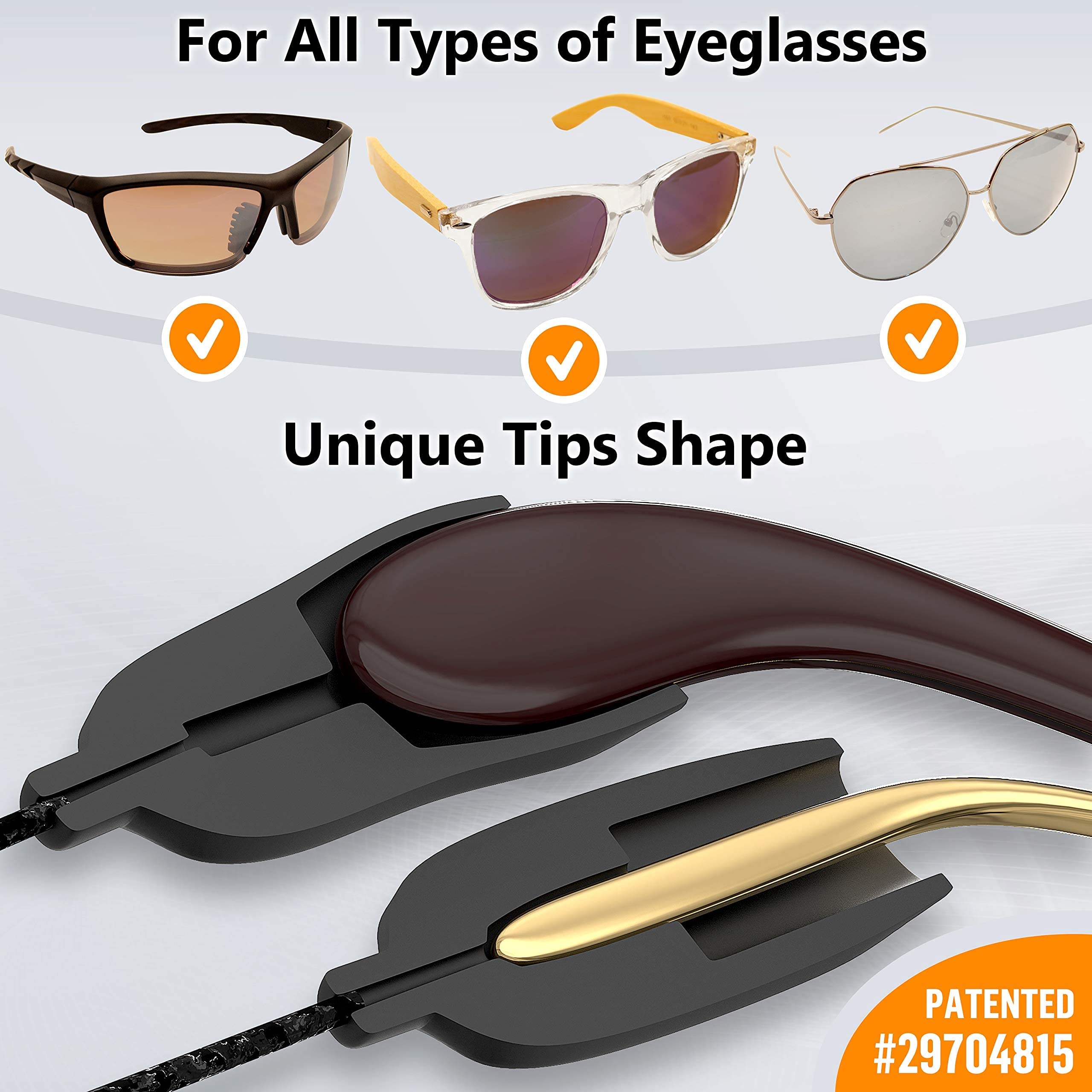 SIGONNA Glasses Strap String Holder - No Tail Eyeglasses Strap Holders - Eye Glasses Chain - Wired Eyeglass Chains for Women - 13" Glasses Lanyard Men Cord - 2 Pcs