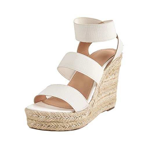 sckarle Wedge Sandals for Women Summer Espadrille Sandals Platform High Heels Beach Ankle Strap Sandal