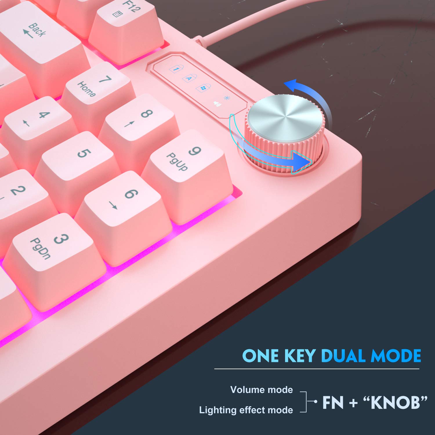 MageGee GT698 TKL Gaming Keyboard, 89 Keys RGB Rainbow Backlit Computer Keyboard, Anti-Ghosting USB Wired Gaming Keyboard for Windows Gaming PC Laptop (Pink)