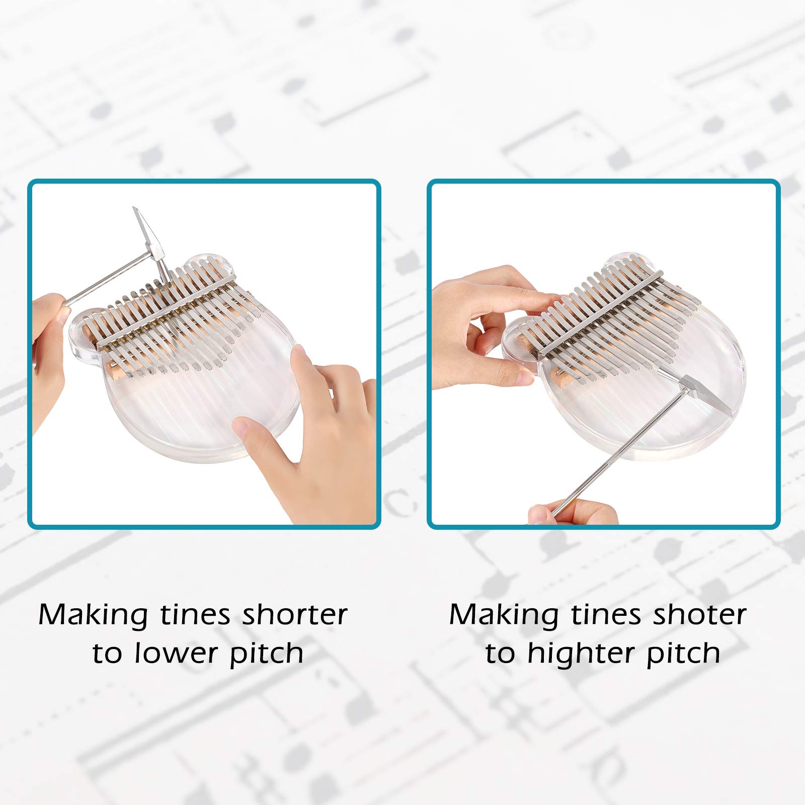 Kalimba Thumb Piano 17 Keys Rainbow Clear Musical Instruments, Mbira Finger Piano Gifts with Tune Hammer and Study Instruction for Kids and Adults Beginners