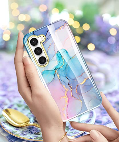 Turquiase for Samsung Galaxy S23 Plus Case with 2pcs Tempered Screen Protector&1pcs Len Camera Protector, Lightweight and Stylish Full Body Shockproof Protective Rugged TPU Case for Galaxt S23 Plus