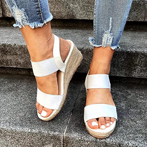 sckarle Women Summer Sandal Wedge Platform Ankle Strap Sandals Espadrille High Heel Slingback Open Toe Casual Sandals