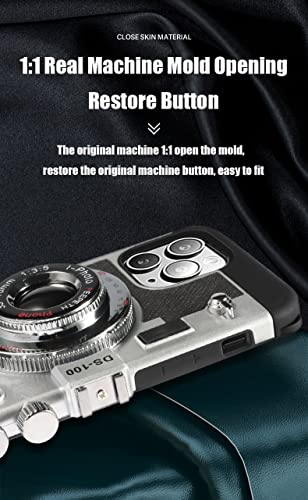 Yatchen Emily in Paris Phone Case for iPhone 13 Pro Max Cute 3D Vintage Camera Phone Case with Lanyard Adjustable Shoulder Strap Unique Cool Silicone PC Case for iPhone 13 Pro Max Girls Women Black
