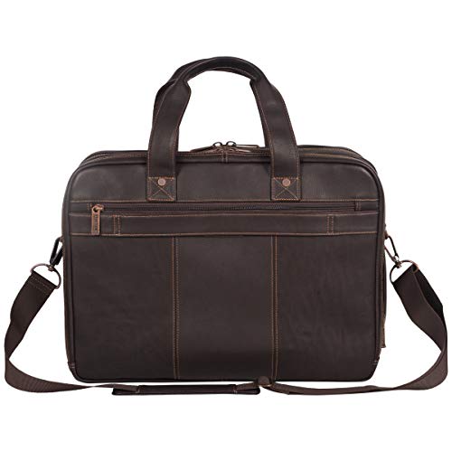 Kenneth Cole Reaction Full-Grain Colombian Leather Briefcase Expandable RFID 15.6" Laptop Computer Business Portfolio Shoulder Bag, Brown