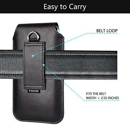ykooe Leather Phone Holster for iPhone SE 2022 2020, Black β L