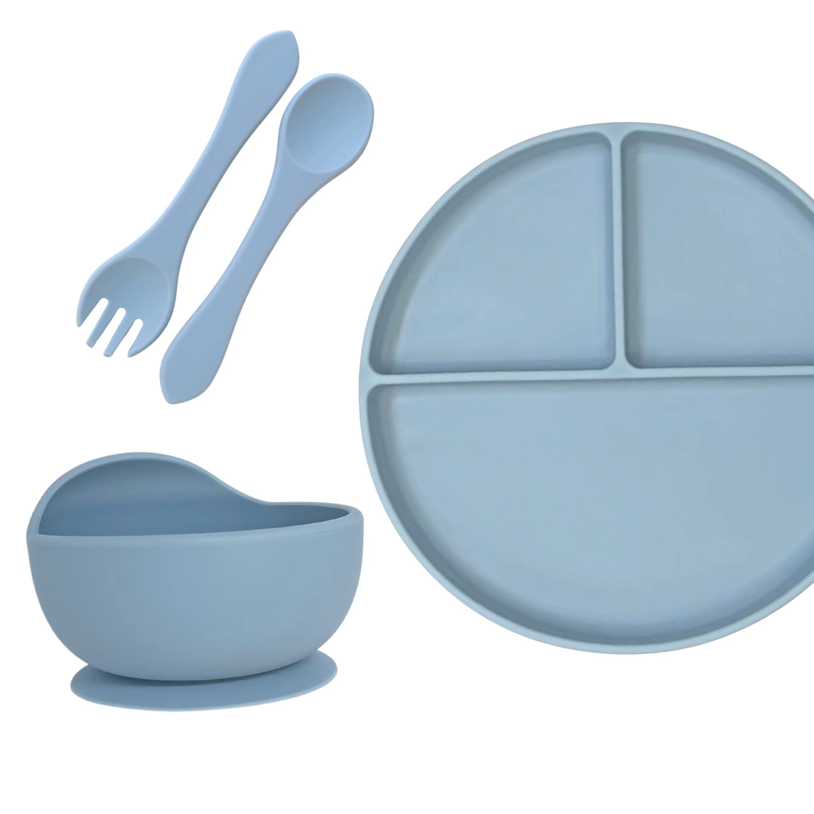 Suction Plate Set for Babies & Toddlers, 100% Food Grade Silicone, BPA Free, Dishwasher and Microwave Safe
