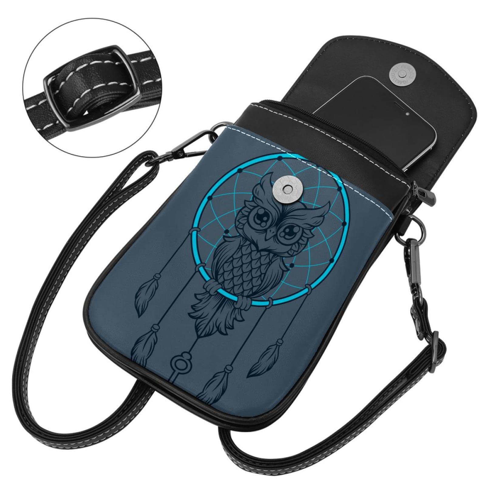 Small Crossbody Bag Owl Dream Catcher Cell Phone Purse Wallet