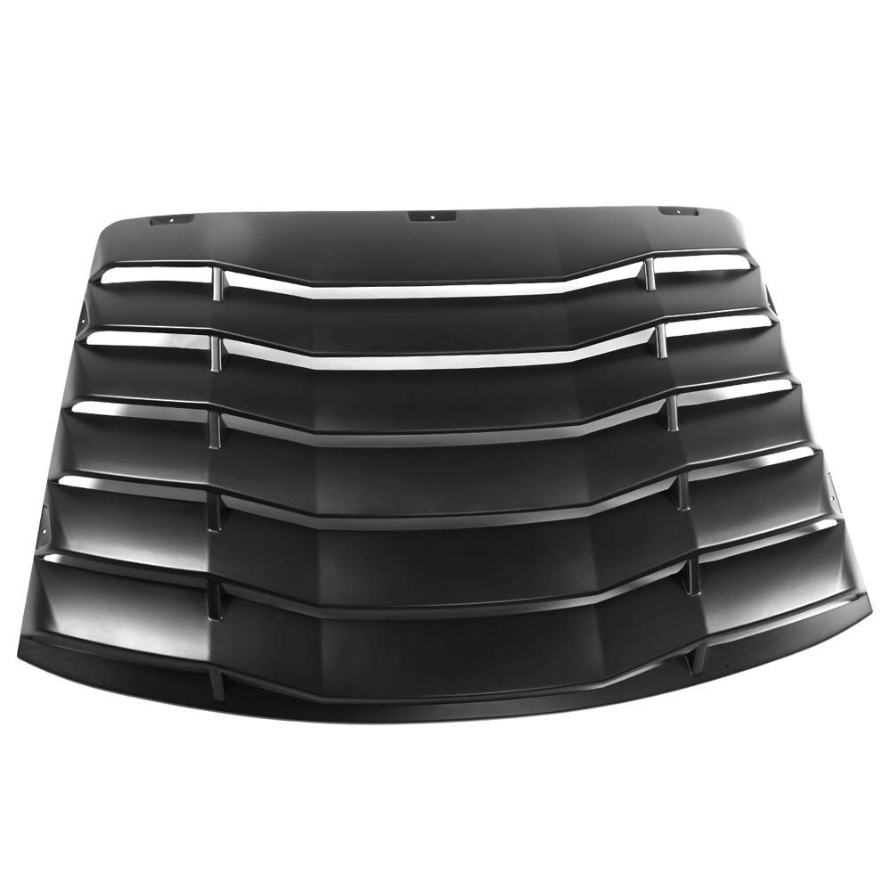 IKON MOTORSPORTS, Window Louver Compatible with 1999-2004 Ford Mustang, IKON Style ABS Rear Sun Shade Windshield Cover Black
