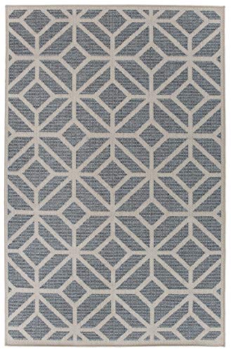 Rugshop Contemporary Geometric Design for Patio Rugs,Deck Rugs,Balcony Rugs Indoor/Outdoor Area Rug 5' x 7' Blue
