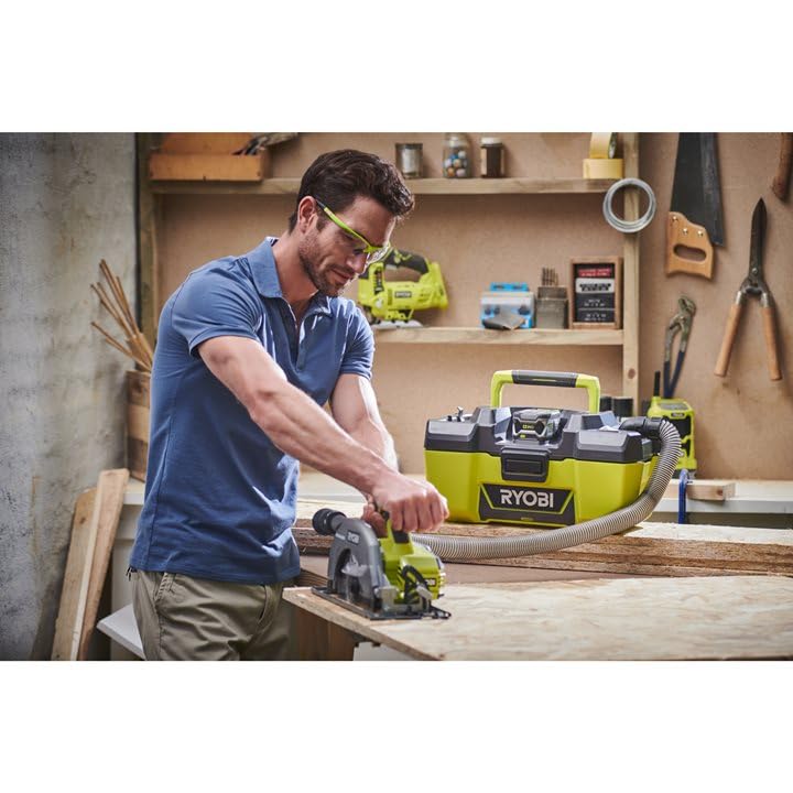 Ryobi ONE+ 18V Lithium-Ion Cordless 3 Gal. Project Wet Dry Vacuum with Accessory Storage, 4.0 Ah Battery, and Charger