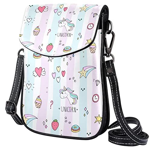 Small Crossbody Bag Rainbow Unicorn Cell Phone Purse Wallet