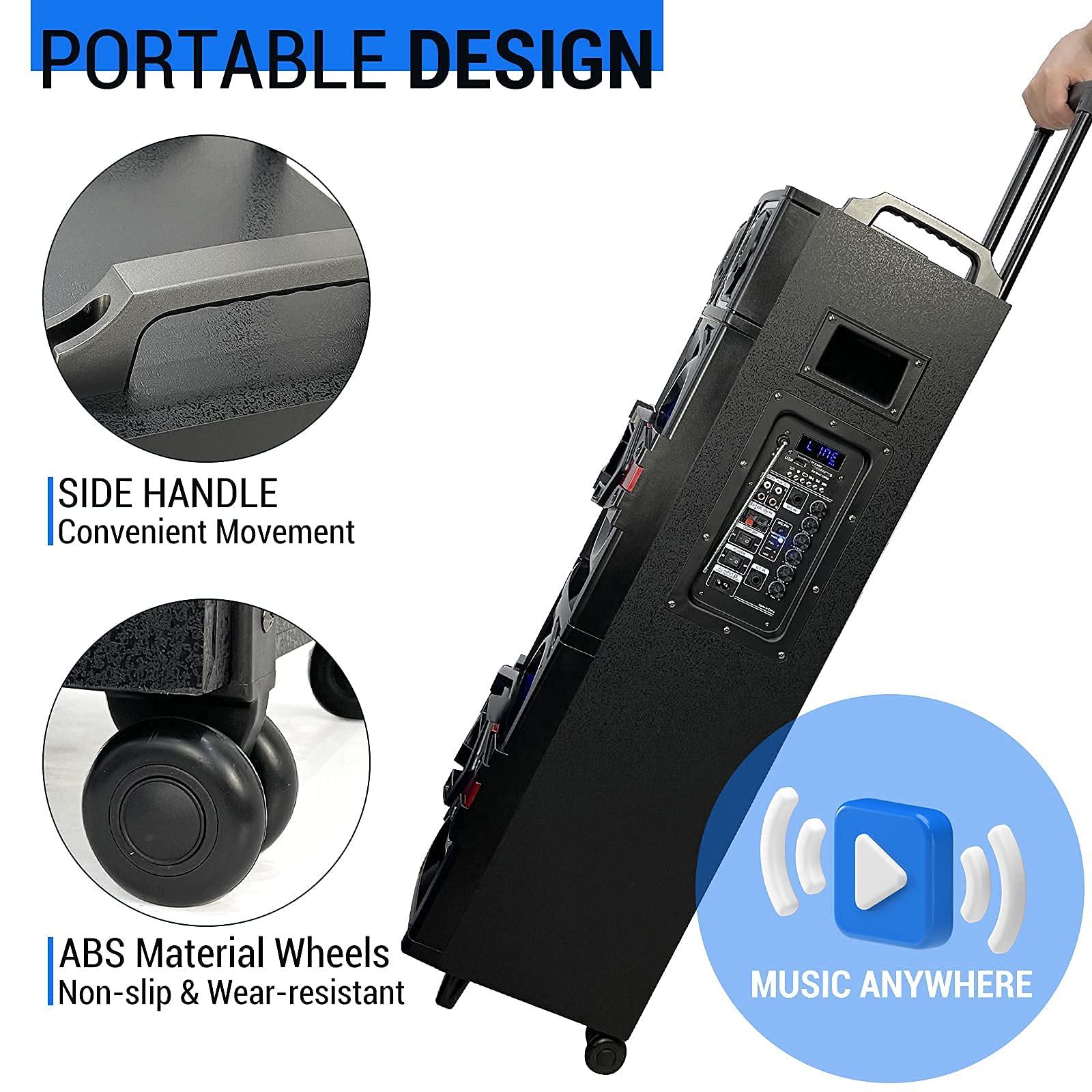 Karaoke Machine Pa System Portable Karaoke Speaker for Adults and Kids with Dual 10" Woofer, 2 Wireless Mics/DJ Lights/LCD Screen/Recording/MP3/USB/SD/TF Bluetooth