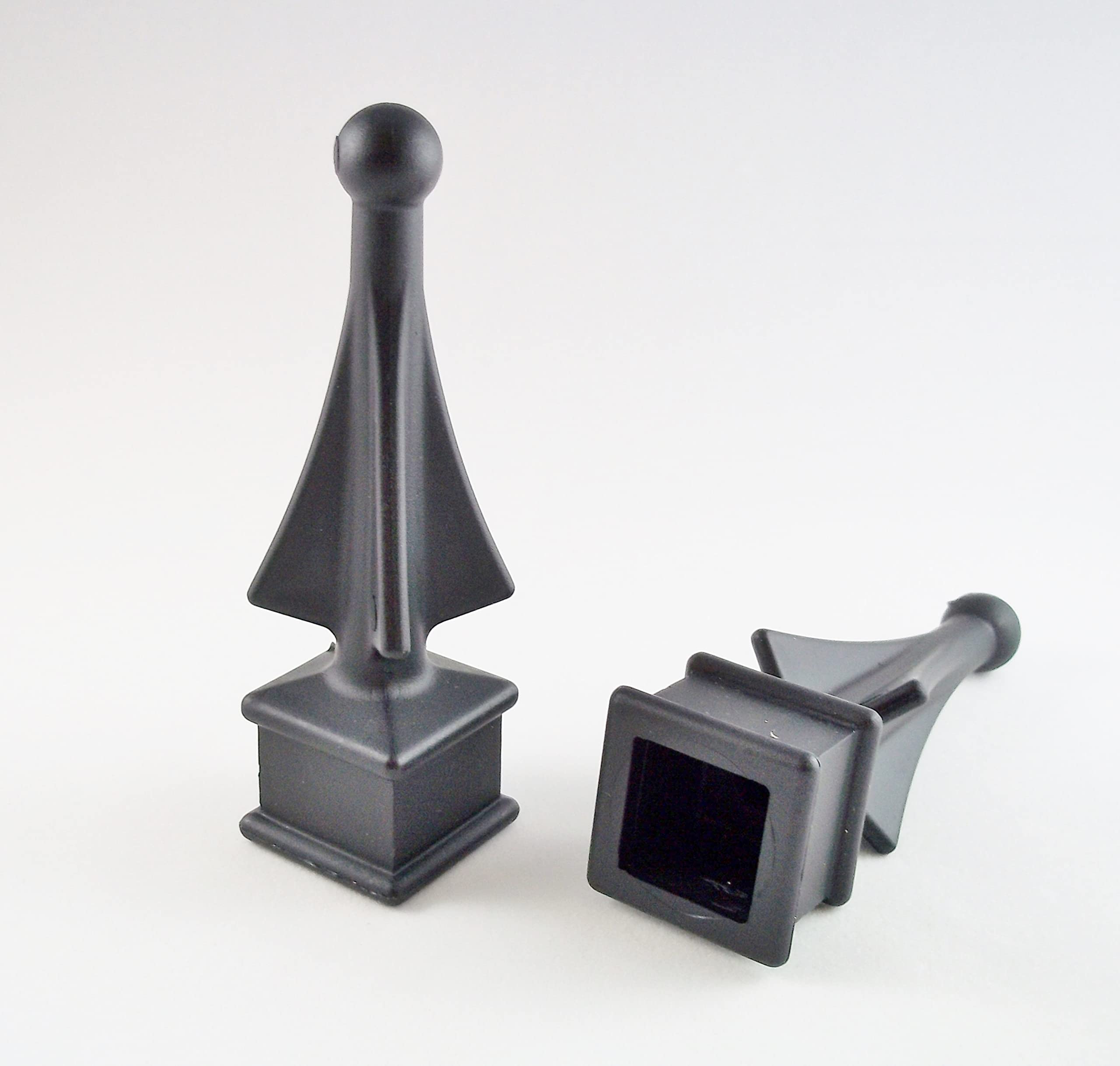 Retrospec Creations 50 Each for 3/4” Black Plastic Finial Tops for Iron Picket Fence 4-Sided Spire - #1-34