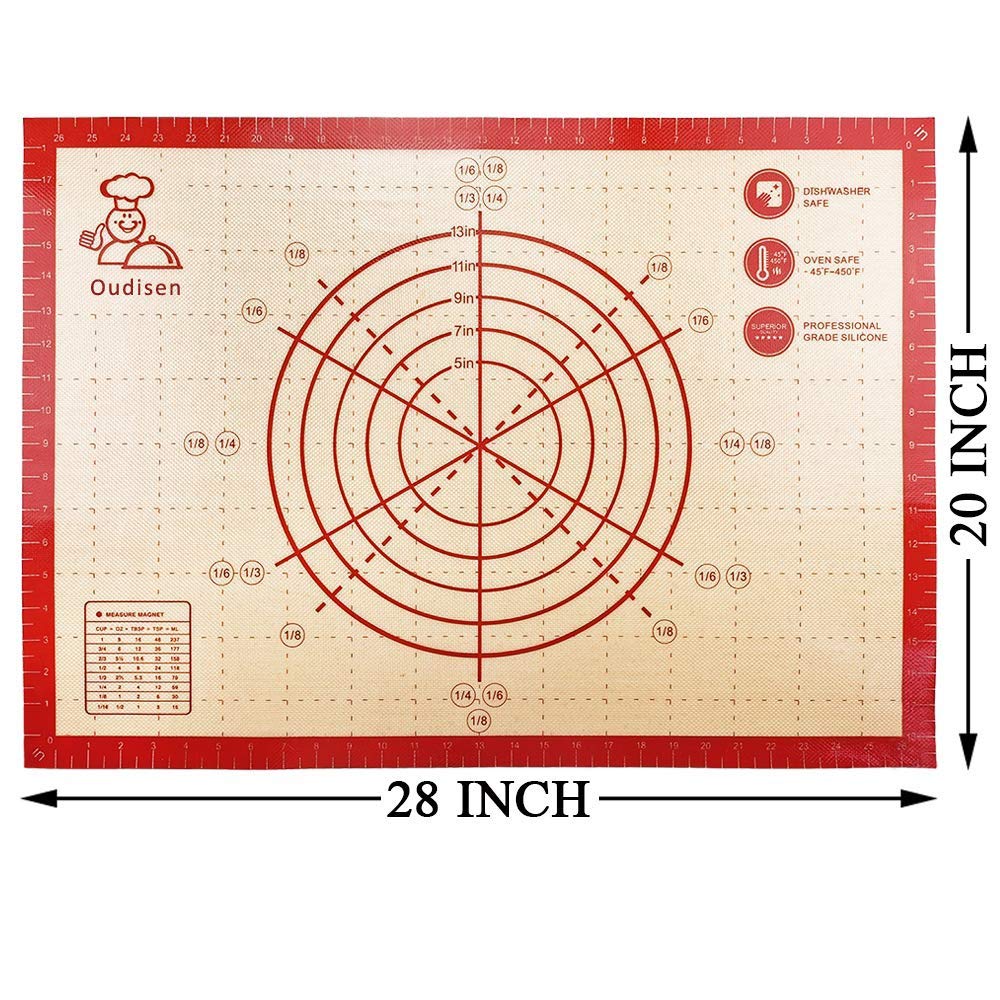 Silicone Baking Mat Pastry Mat Non Slip Non Stick Extra Large Bread Kneading Board with Measurements for Rolling Dough Thicken