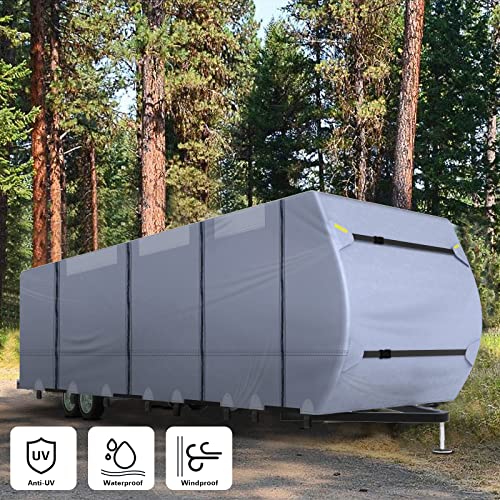 Weize Travel Trailer RV Cover - 5 Layers 300D Oxford Camper Cover,Suitable for 24'1''-26' Motorhomes, with Tire Cover,Waterproof Protection and Anti-UV