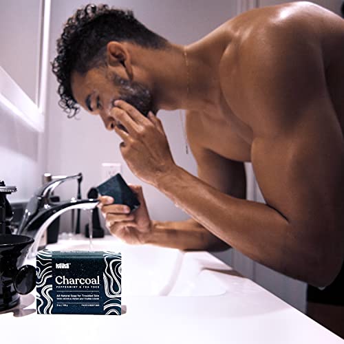 Keika Charcoal Black Soap Bar for Eczema, Psoriasis, Face, Body, Men Women Teens with Oily Skin, 5 oz.