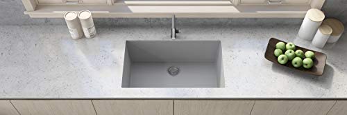 Ruvati 30 x 17 inch Granite Composite Undermount Single Bowl Kitchen Sink - Silver Gray - RVG2030GR