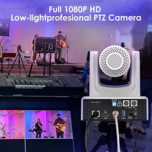 PTZ Camera,20X SDI Camera with Optical Zoom Video Camera Support POE with IP Live Streaming, Simultaneous 3G-SDI and USB Output, HDMI PTZ Camera for Conferences, Church, Teaching