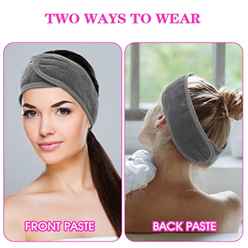 Sibba 3 Pack Spa Headband, Adjustable Headband for Face Wash Makeup Beauty, Facial Yoga Headband Self-Adhesive Towel (Multicolor)