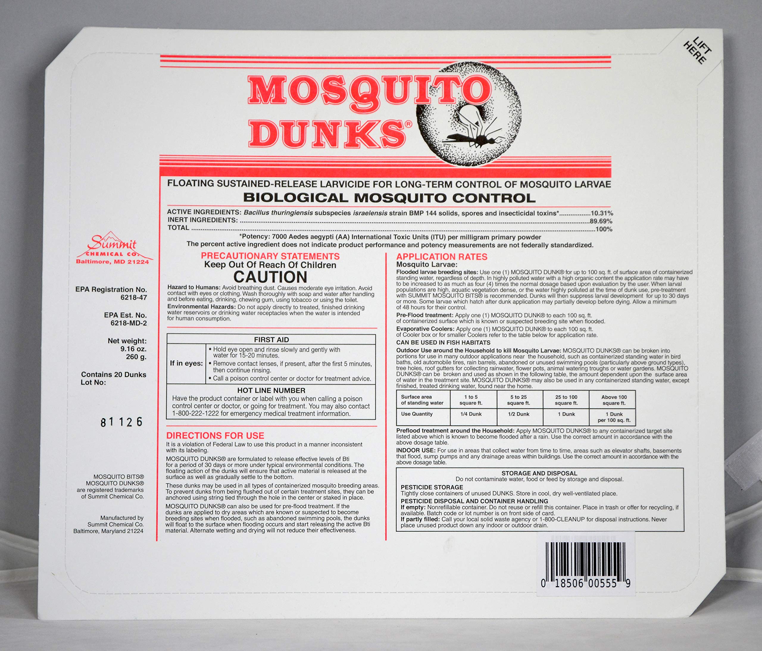 Summit Mosquito Dunks, 20 Dunks, Natural, 1 Pack & Summit 116-12 Quick Kill Mosquito Bits, 8-Ounce