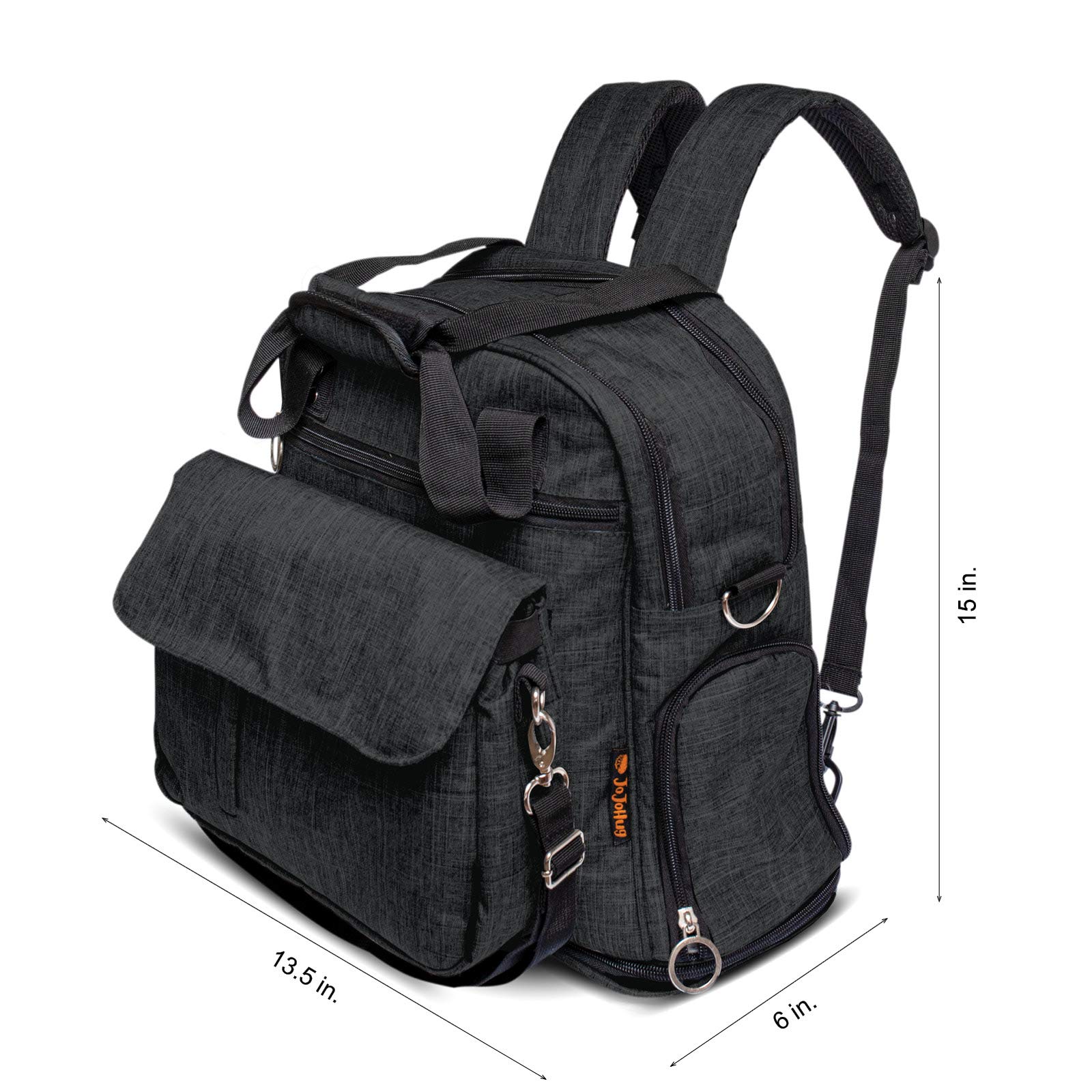 JOJOHUG - Baby Diaper Bag Backpack with Detachable Pouch Changing Pad (Black)