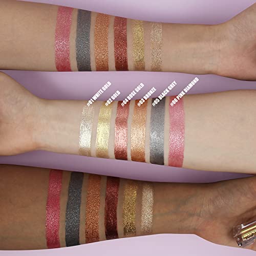 Junhe Glitter Metallic Liquid Eyeshadow Eye Shadow Long Lasting and Pigmented Sparkling &Shimmer Eyes Makeup One-Swipe Coverage 0.10 Floz(#1 Light Gold)