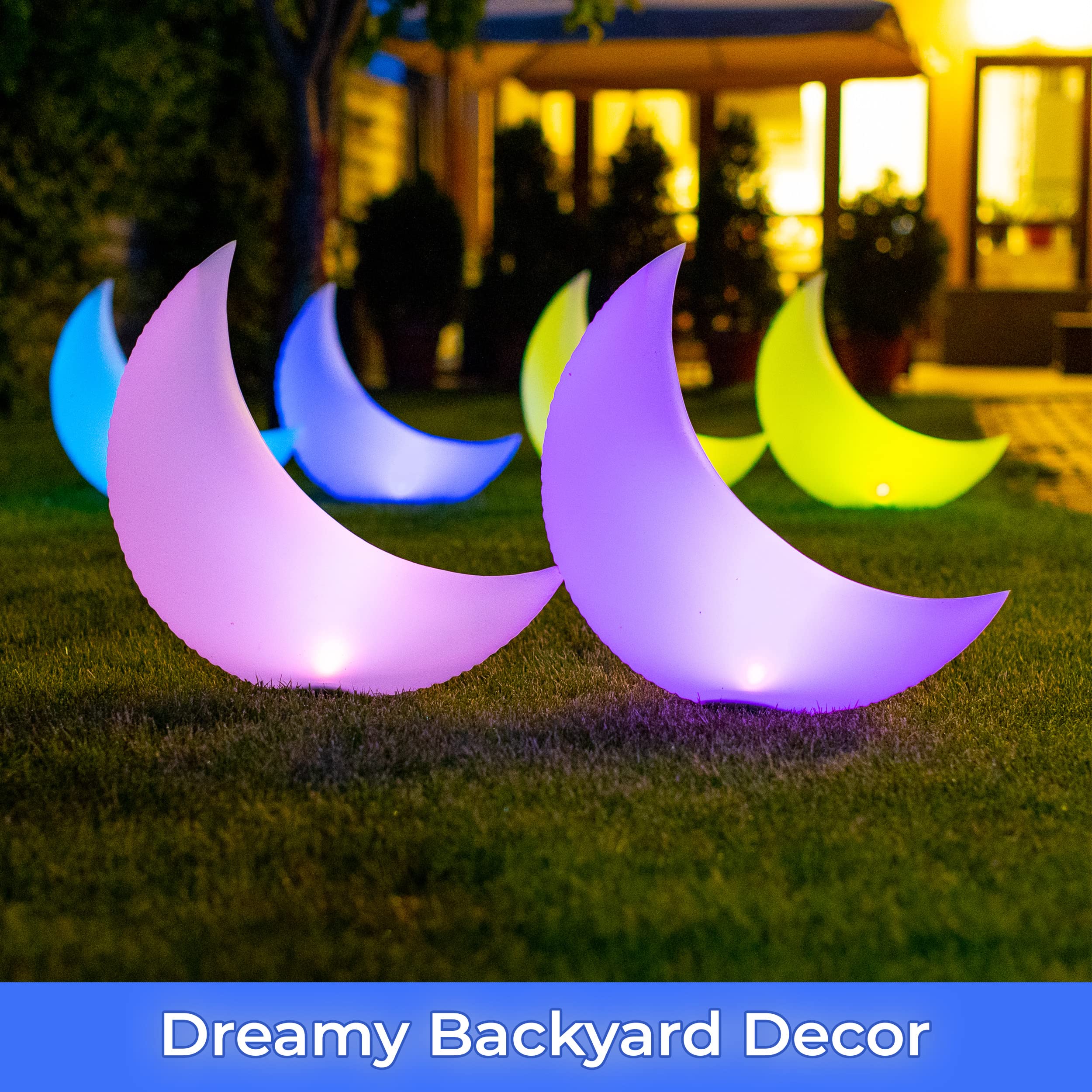 TIALLY Floating Pool Lights Solar Powered - 24" Crescent Moon Floating Lights - Inflatable Floating Solar Pool Lights for Swimming Pool, LED Pool Lights for Weddings, Pool Party Decor (2 Pack)