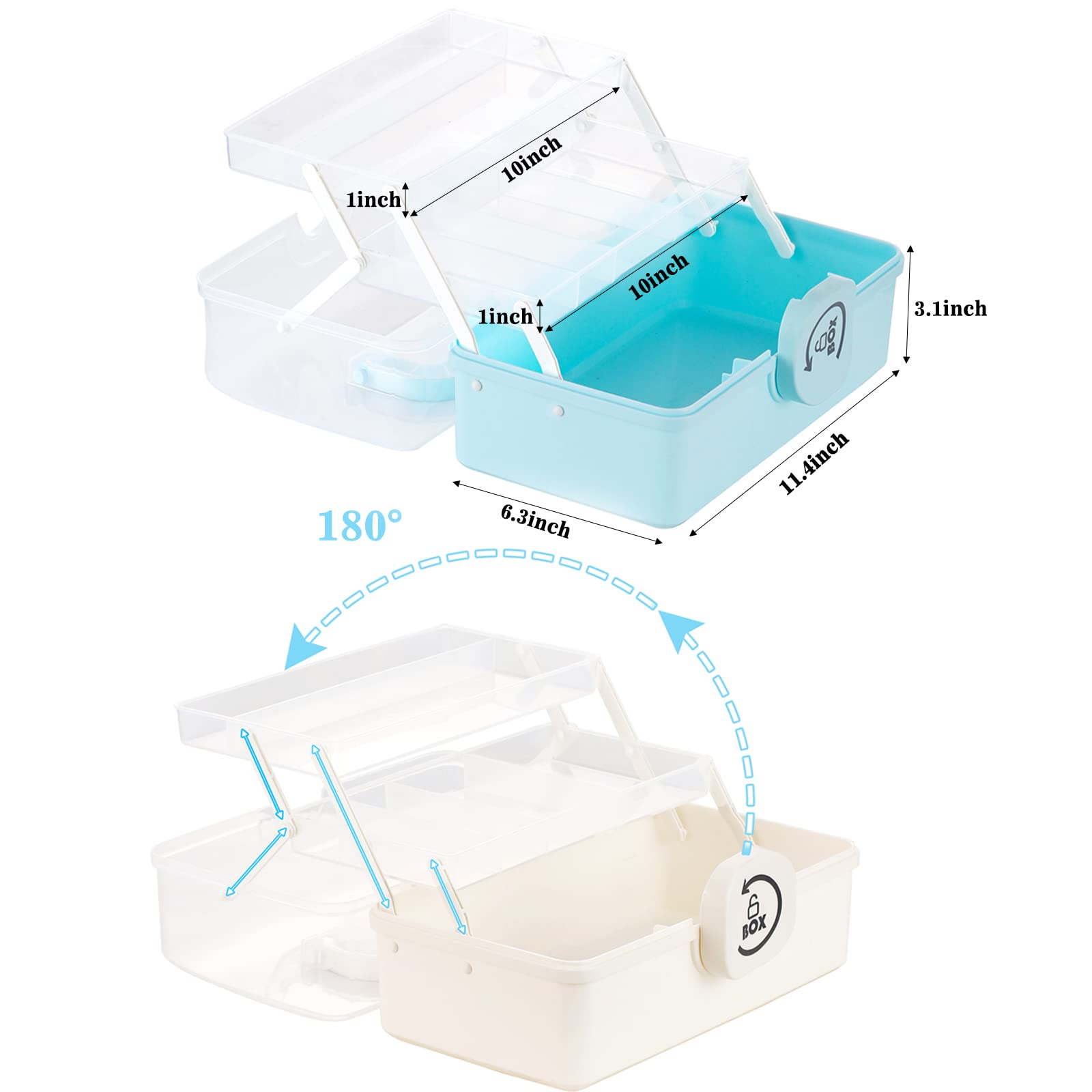 PENGKE Medicine Box with Portable Handle,First Aid Box Medication Storage Box for Family Use,3Layers Emergency Medicine Kit Box Organizer for Family,Office and Travel(White)
