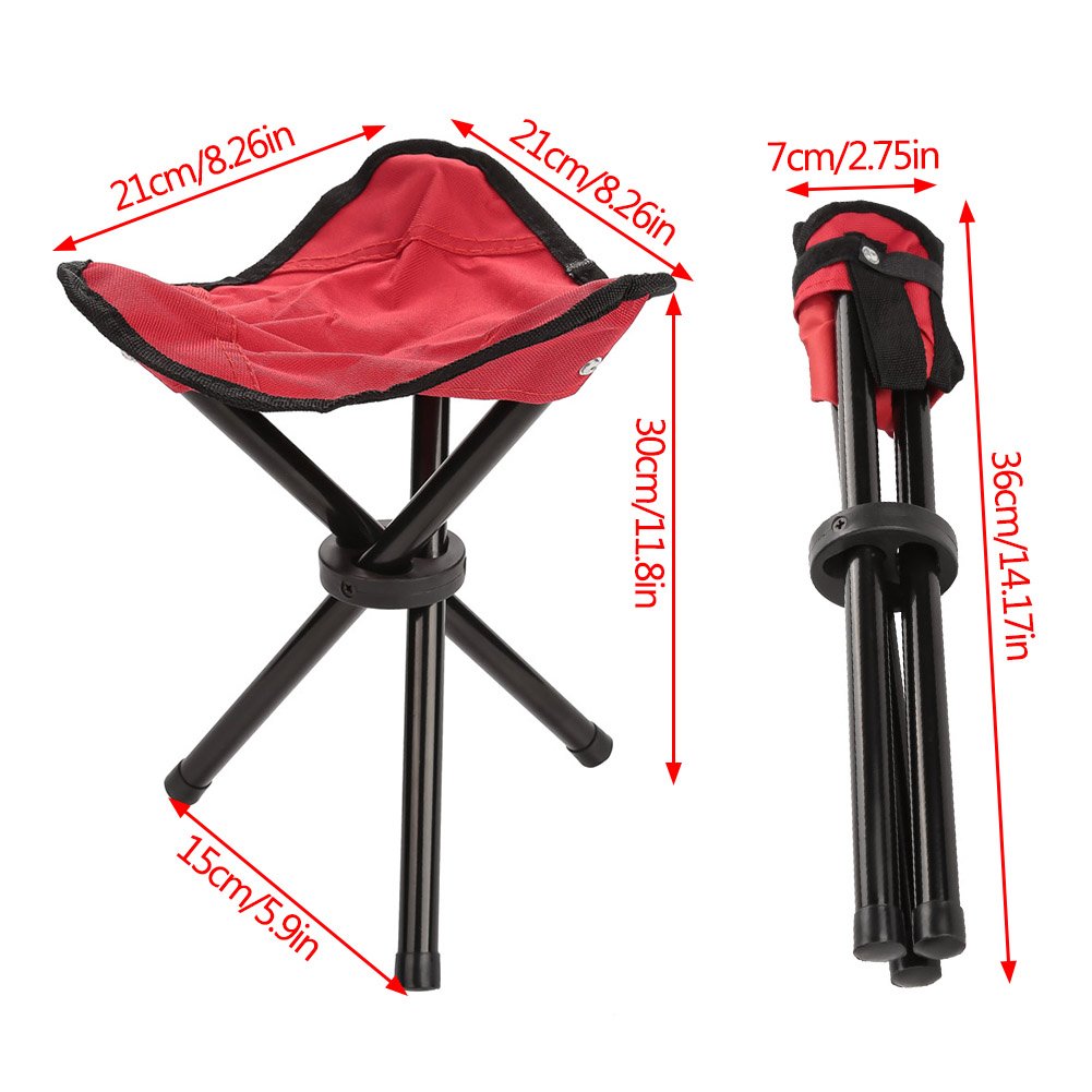 Nofaner Folding Camping Tripod Stools, Portable Folding Stool, Portable Folding Tripod Chair for Outdoor Camping Hiking Fishing Picnic BBQ Travel(red)