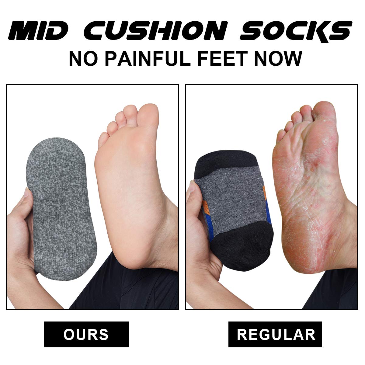 KEECOW Hiking Socks For Men & Women 5 Pairs Cushioned, Moisture, Crew, Socks For Running, Work, Trekking, Walking (Large, Crew)
