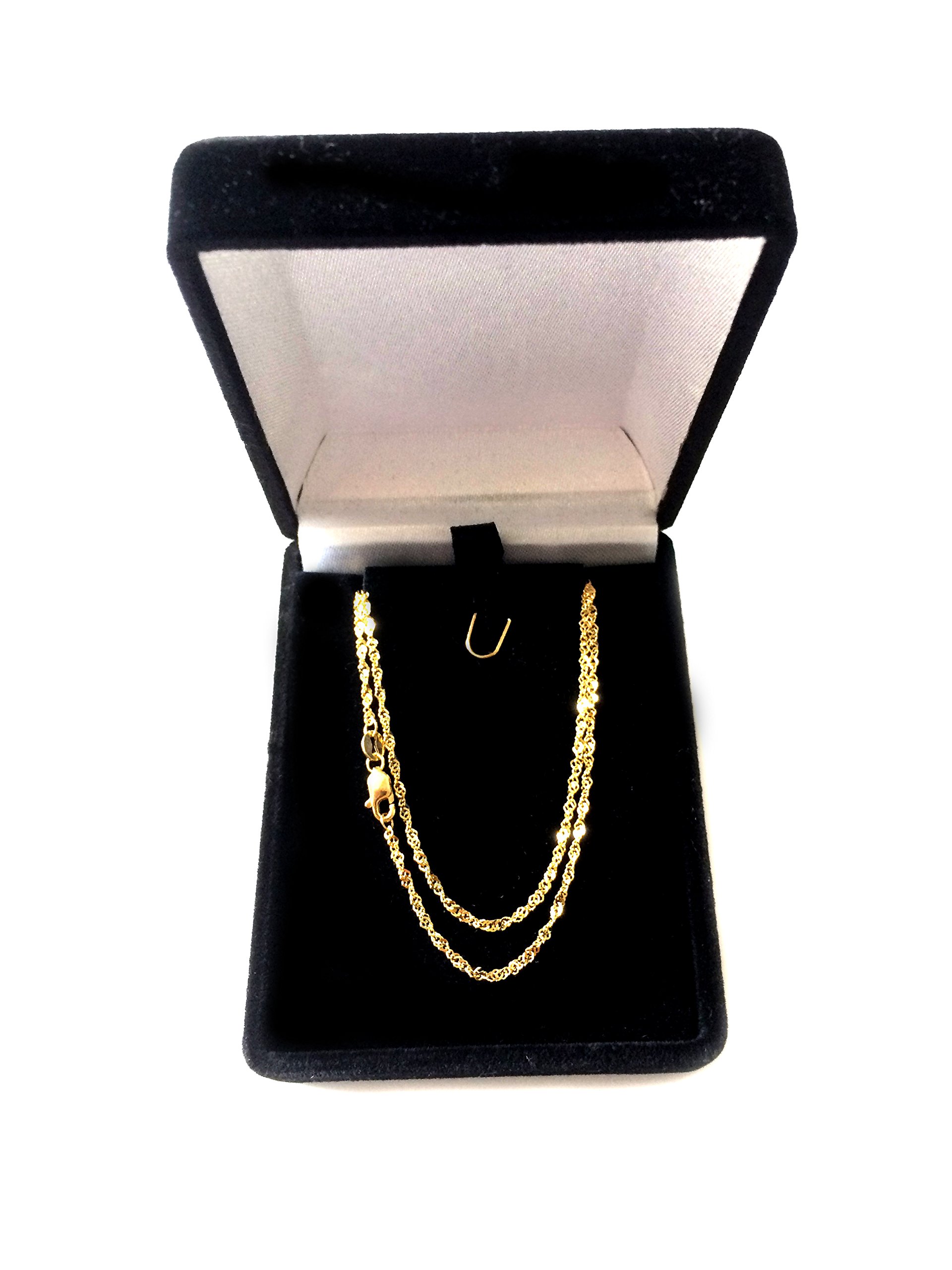 Jewelry Affairs 14k Yellow Real Gold Singapore Chain Necklace, 1.5mm, 18"