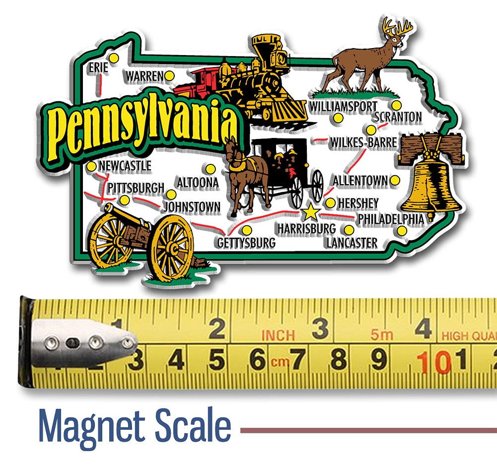 Pennsylvania Jumbo State Magnet by Classic Magnets, 4.3" x 2.7", Collectible Souvenirs Made in The USA
