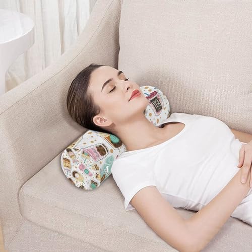 JUNZAN Bubble Tea Pattern Yoga Bolster Pillow Memory Foam Neck Roll Pillow Round Pillow Chair Cushion for Knee Support Pillow Roller Pillow for Back