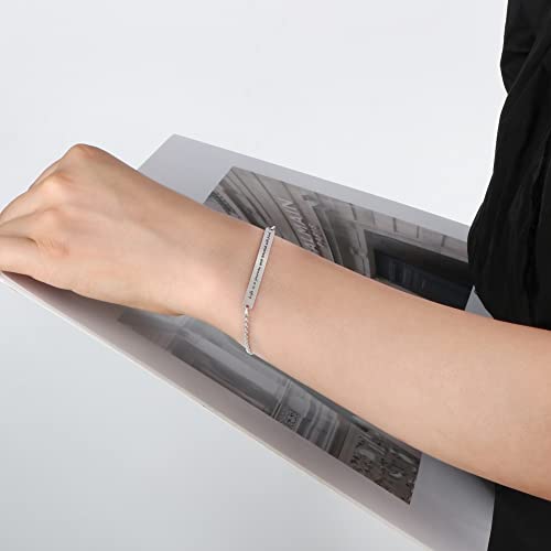 JoycuFF Christian Bracelets for Women Inspirational Chain ID Bar Bangle Bible Verse Personalized Gifts God is Within Her She Will not Fall