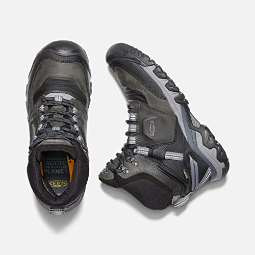 KEEN Men's-Ridge Flex Mid Height Waterproof Hiking Boots, Magnet/Black, 11