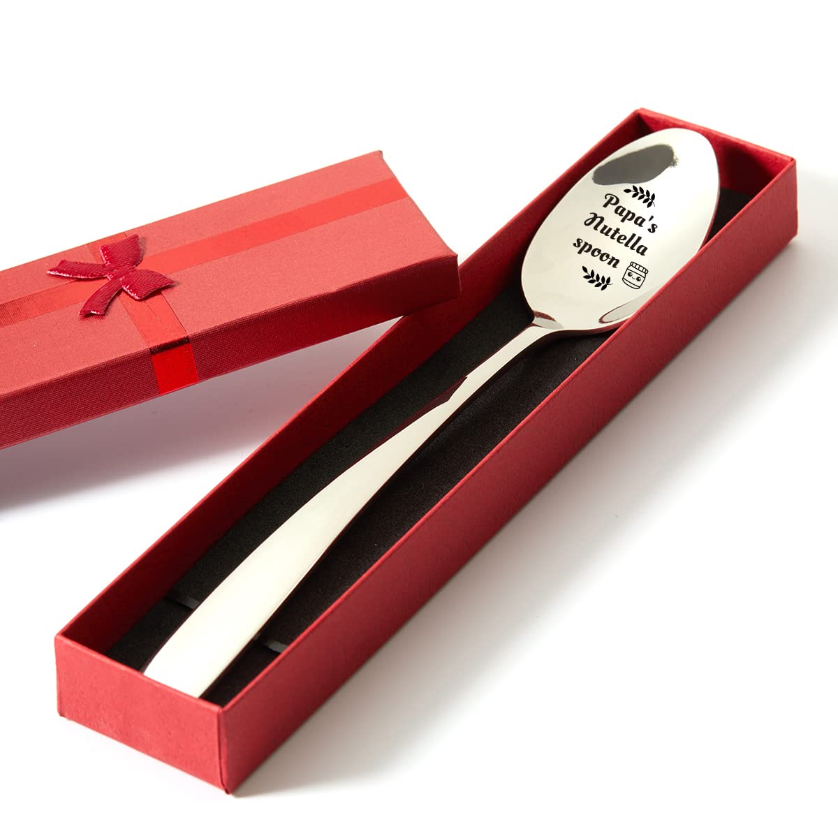 Papa Gift Ideas,Papa's Nutella Spoon Engraved Stainless Steel Present, Novelty Nutella Lovers Food Gifts for Papa Birthday Father's Day Xmas, 7.5"