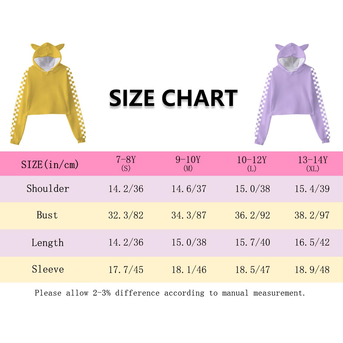 Kids Plaid Kitty Print Hoodie, Cat Ears Cute Pullover Sweatshirt Sports Tops Purple-X-Large