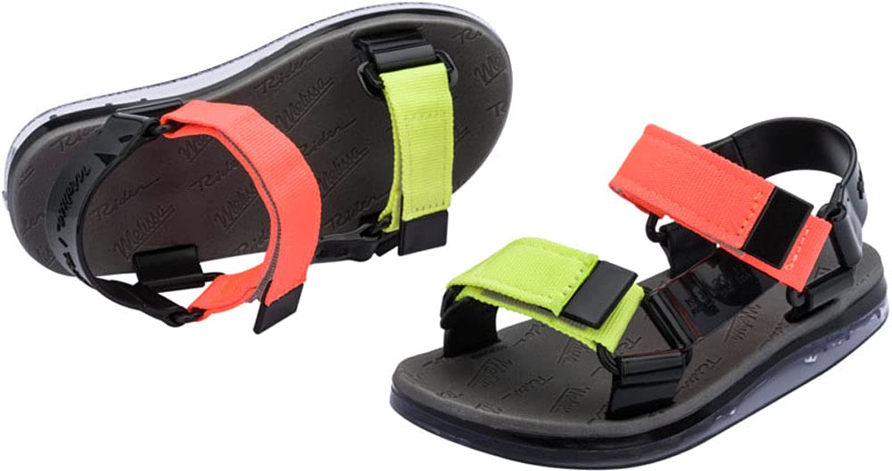 mini melissa Papete + Rider (Little Kid/Big Kid) Black/Yellow/Orange 2 Little Kid M