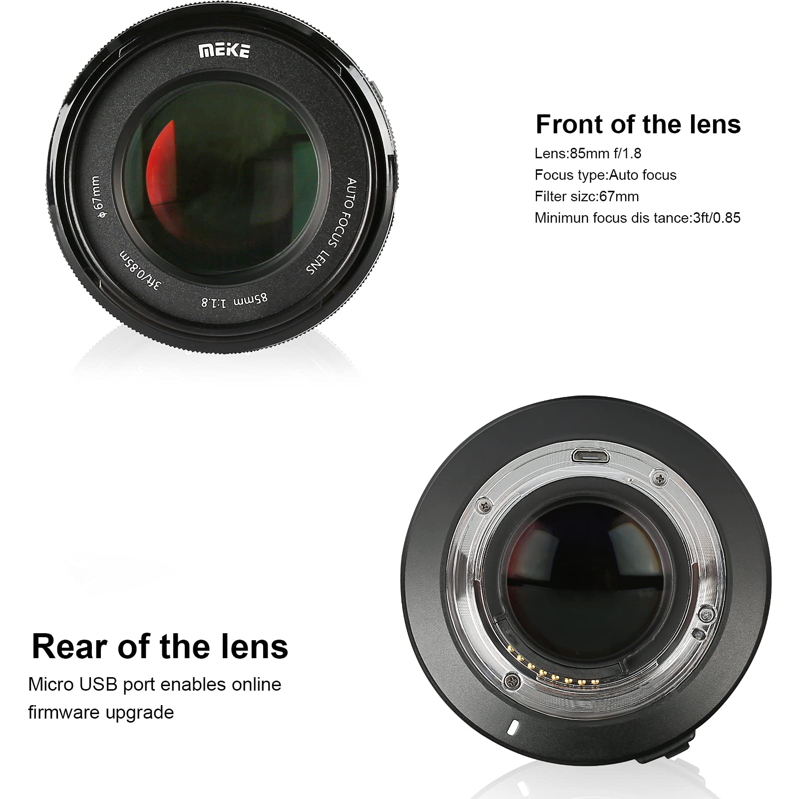 Meike 85mm f1.8 Wide Aperture Full Frame Auto Focus Telephoto Lens for Nikon F Mount DSLR Camera and Compatible with Nikon APS-C Cameras D610 D750 D780 D810
