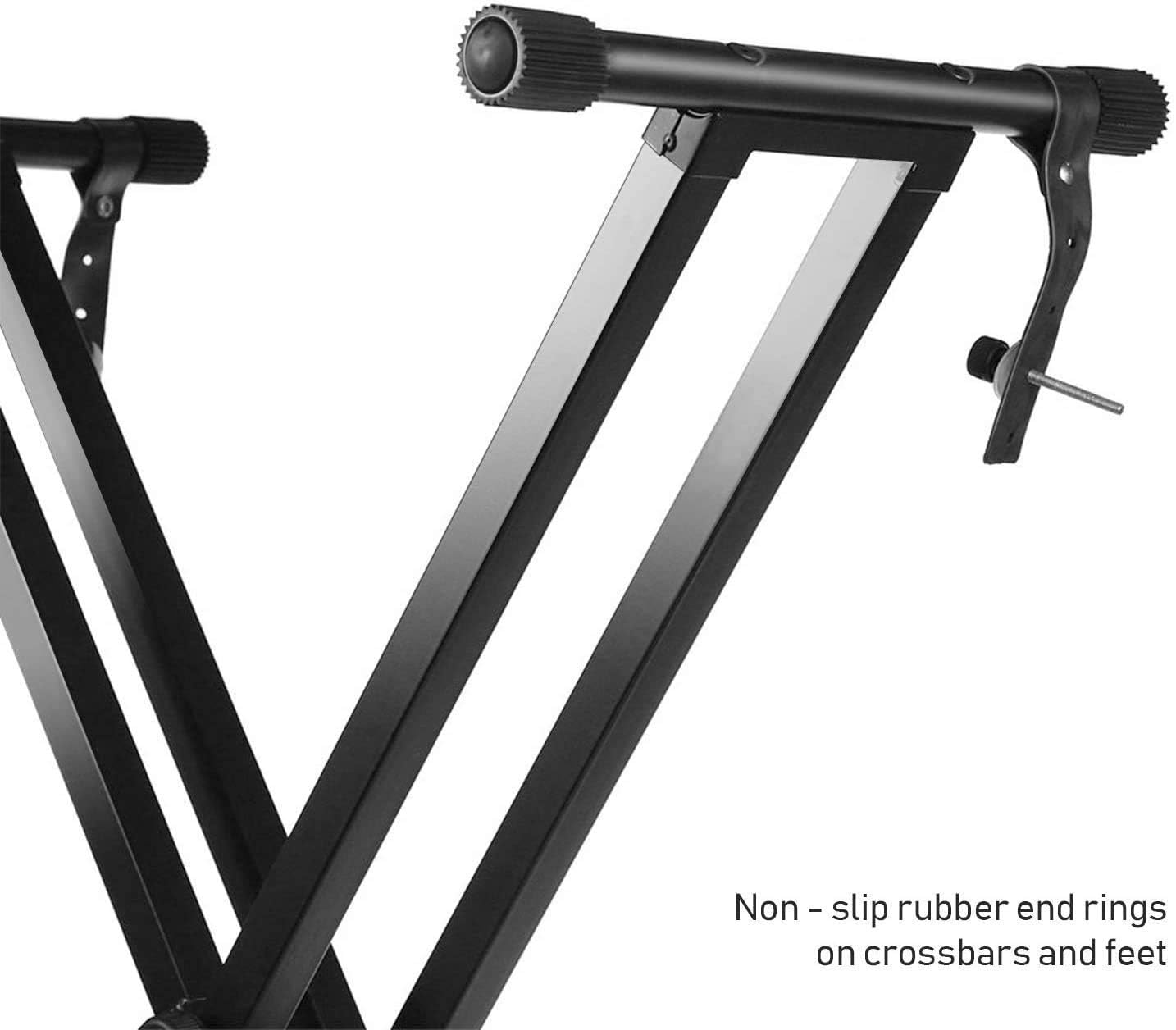 Kadence Keyboard Stand - Heavy-Duty Piano Stand (NK13-3kg Dual Braced) - Piano Keyboard Stand with Locking Straps - Keyboard Double X Stand - Keyboard Music Stand for Kids & Adults (Black)