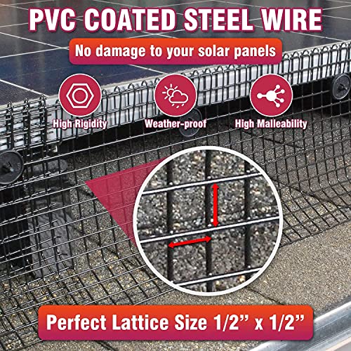 Senershuo 6in X 120ft Solar Panels Mesh for Bird.Solar Panels Bird proofing,Pest Barrie .60 Fastener Clips,Black PVC Coated Steel Solar Panel Fencing
