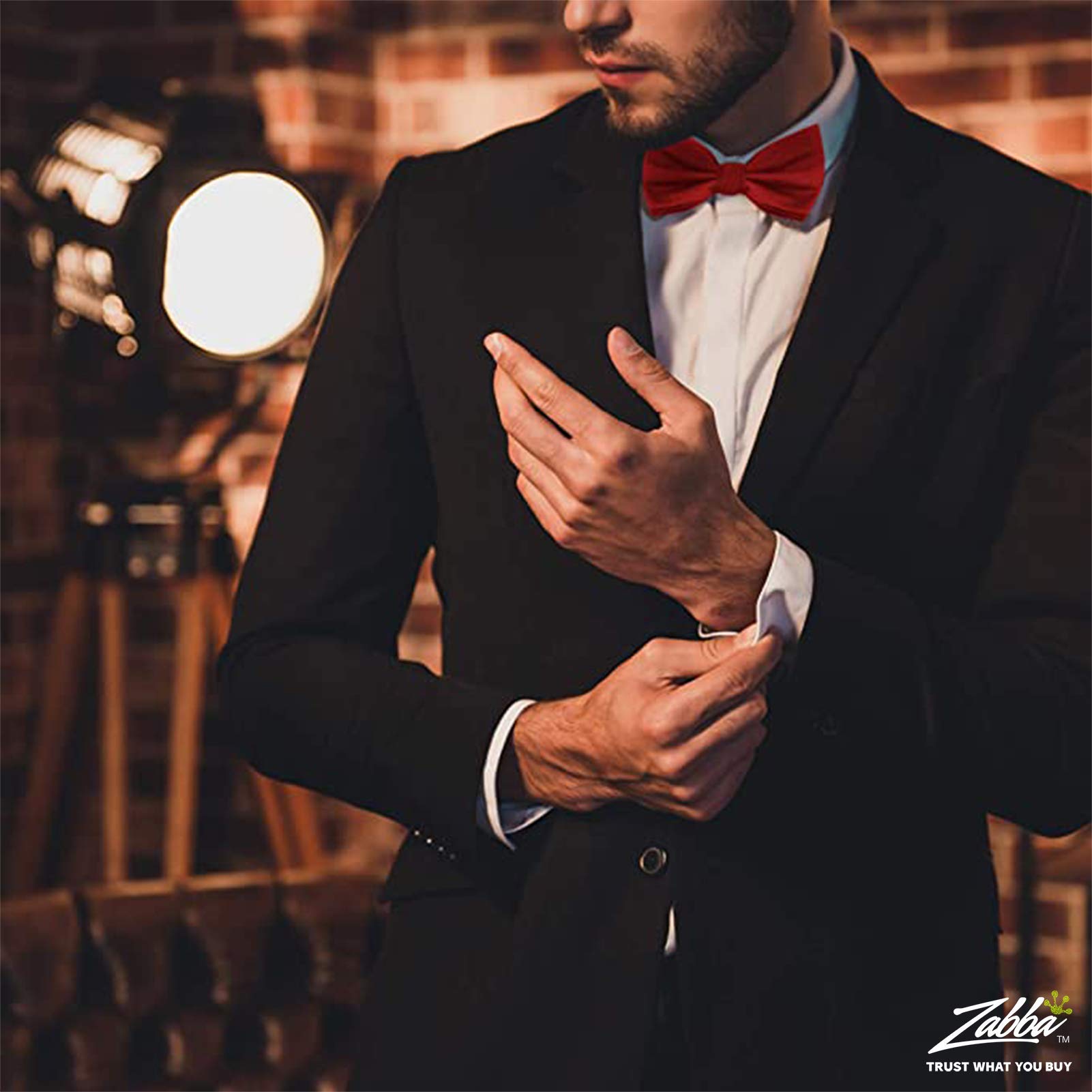 John William Clothing 100% Silk Mens Bowtie Pre Tied Bow Ties for Men Tuxedo Bow Tie by - Black