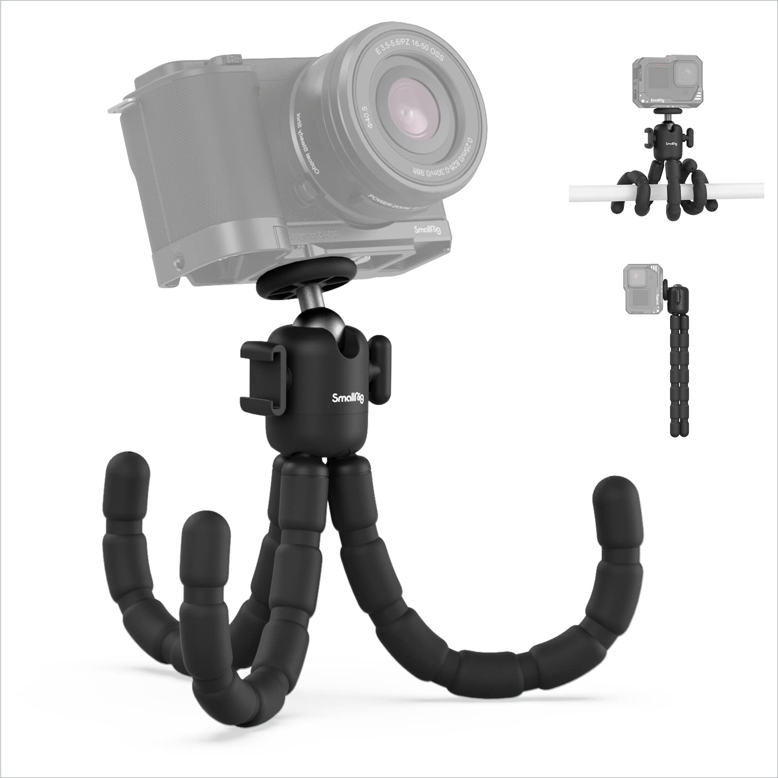 SmallRig Camera Tripod, Mini Smartphone Flexible Tripod Stand, Portable Tabletop & Travel Tripod for Vlog, Universal for iPhone for Canon for Sony Cameras 3903
